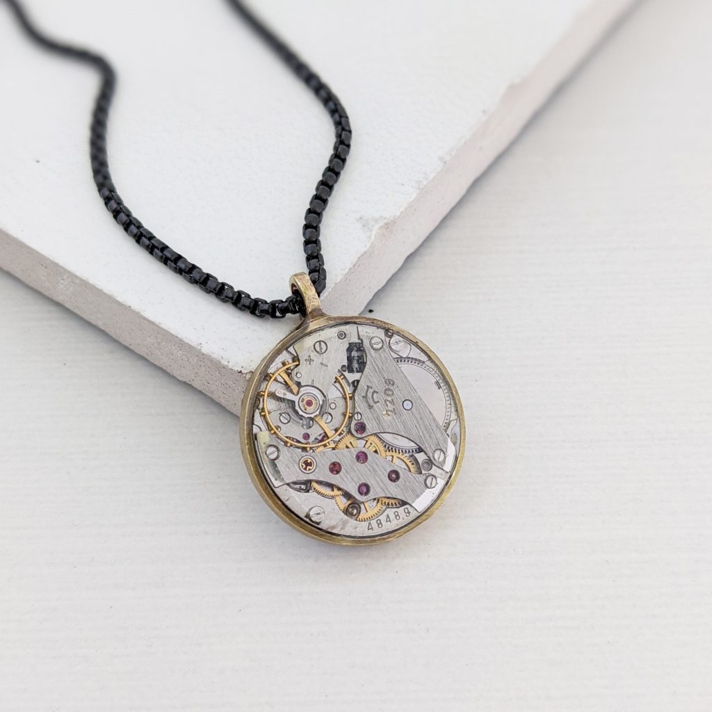 Watch Mechanism Pendant Necklace - Blue Pendulum Jewelries